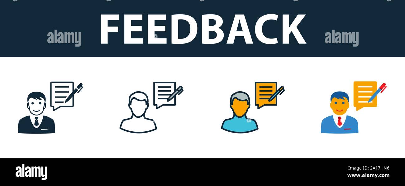 Feedback icon set. Premium symbol in different styles from customer ...