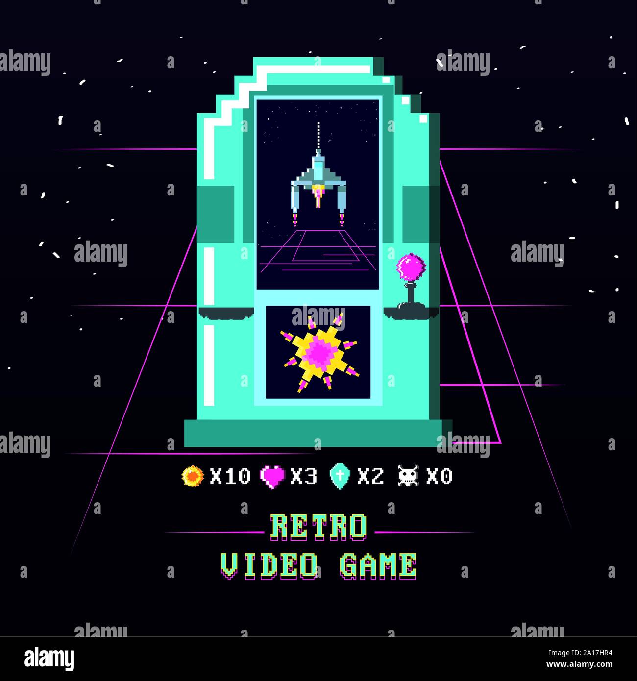 classic video game console of coins vector illustration design Stock ...