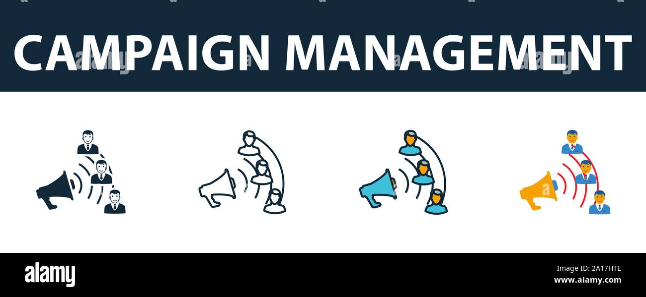 Campaign Management icon set. Premium symbol in diferent styles from ...