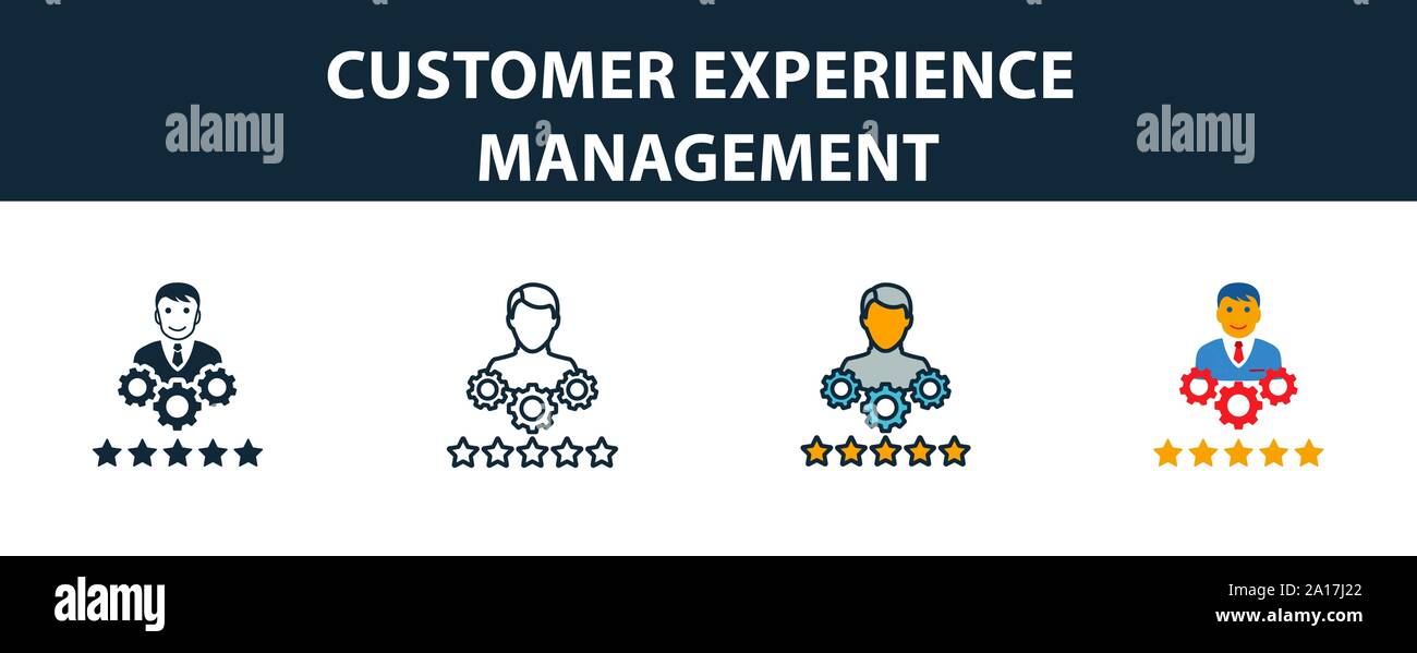 Customer Experience Management icon set. Premium symbol in diferent ...