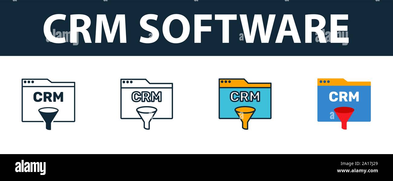 Crm Software icon set. Premium symbol in diferent styles from crm icons ...