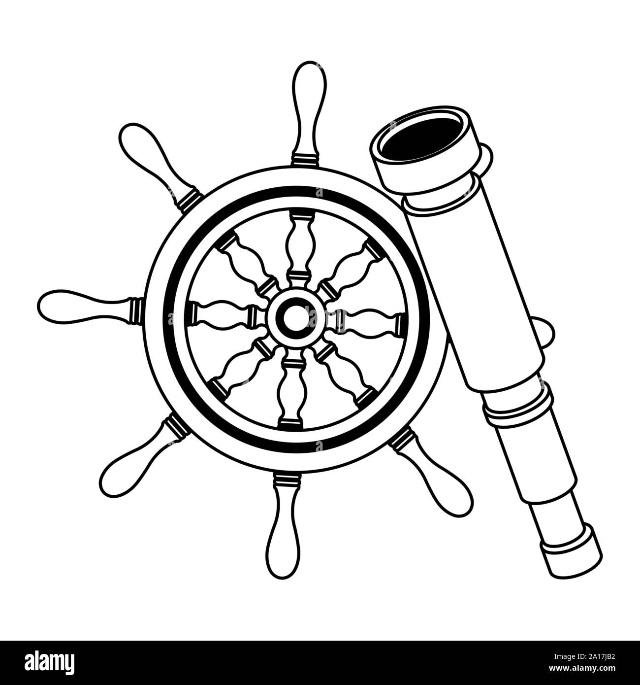 marine navigation helm and telescope Stock Vector Image & Art - Alamy