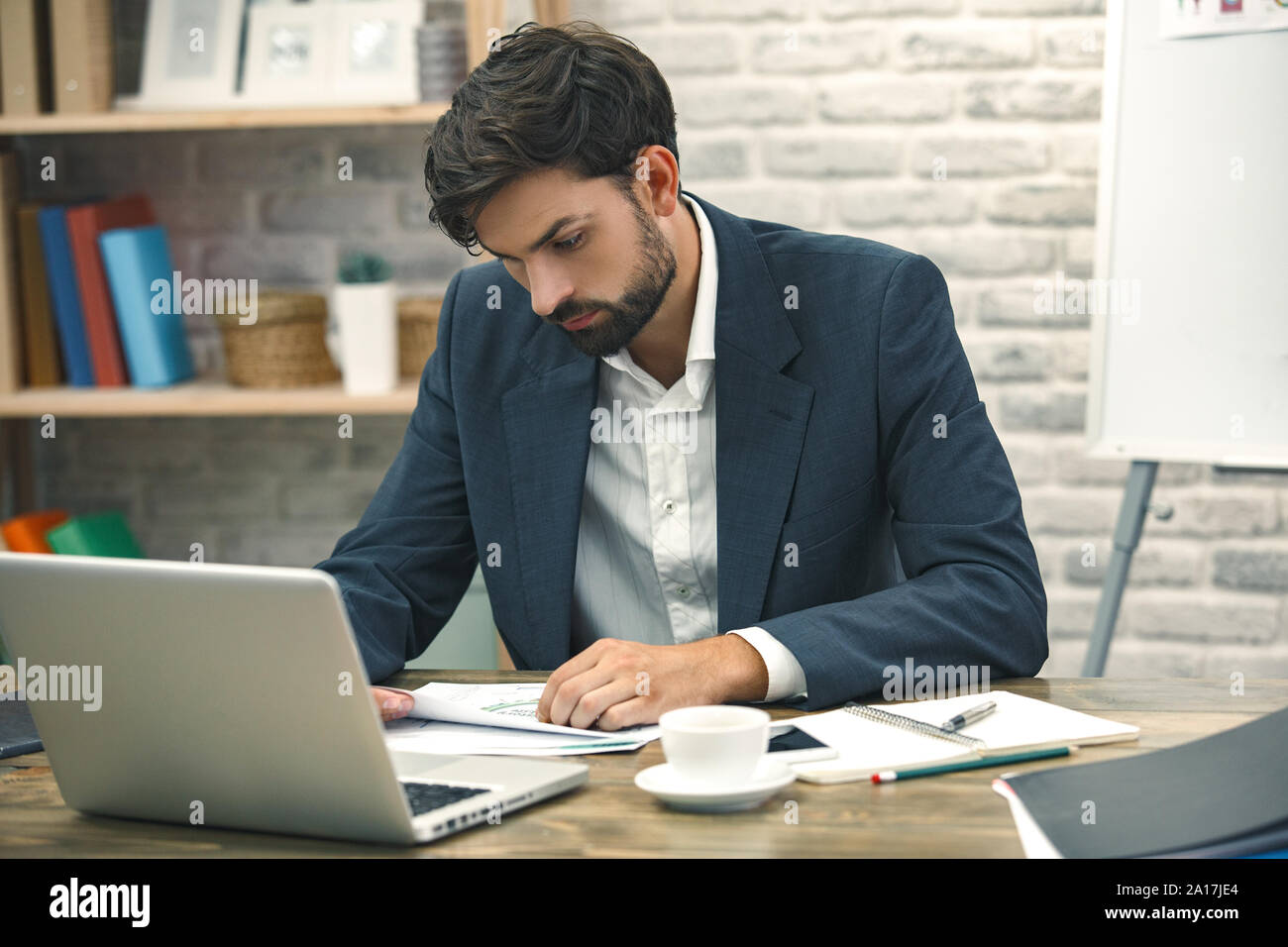 Business man middle aged working in the office Stock Photo - Alamy