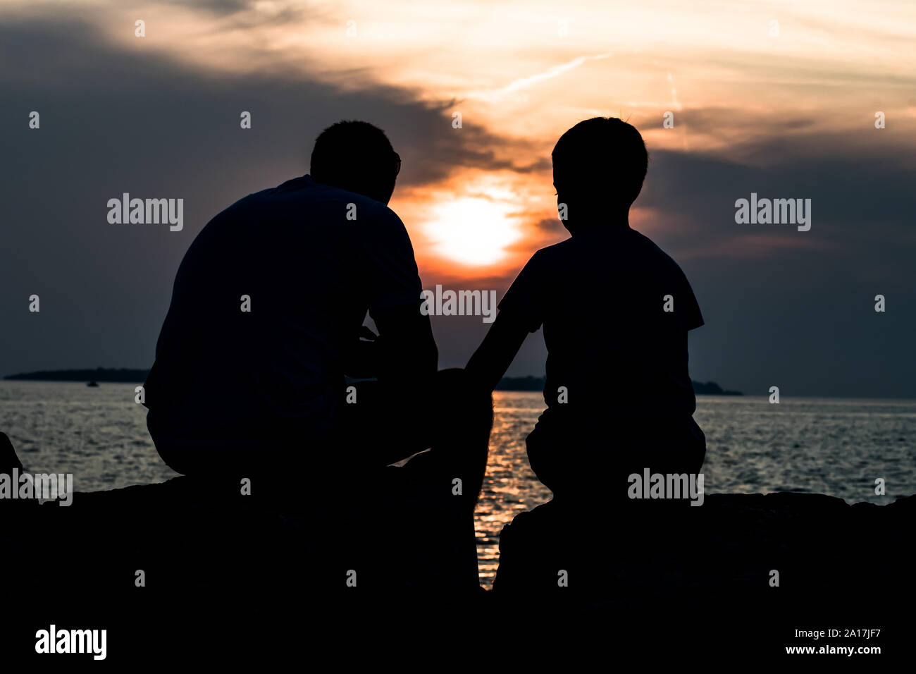 Father Son Talking Silhouette High Resolution Stock Photography and ...