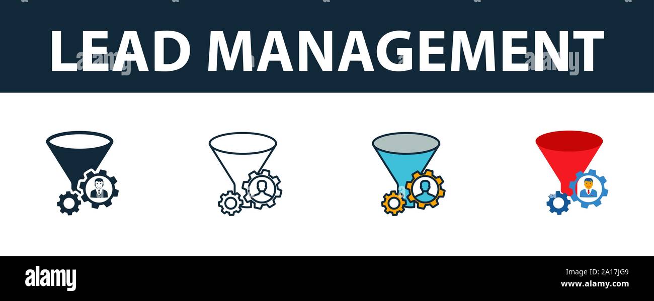 Lead Management icon set. Premium symbol in diferent styles from crm ...