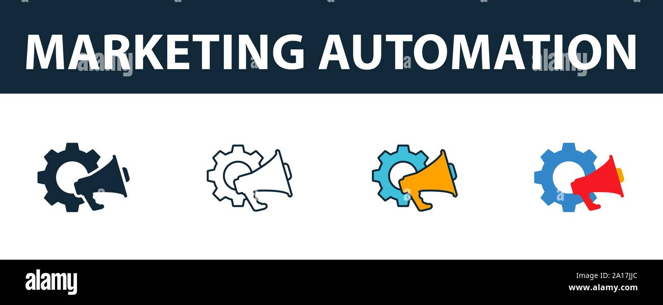 Marketing Automation icon set. Premium symbol in diferent styles from ...