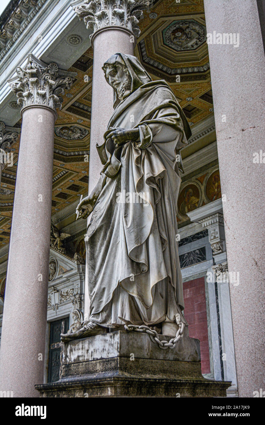 Statue seen from below; Saint Paul outside the walls in Rome Stock ...