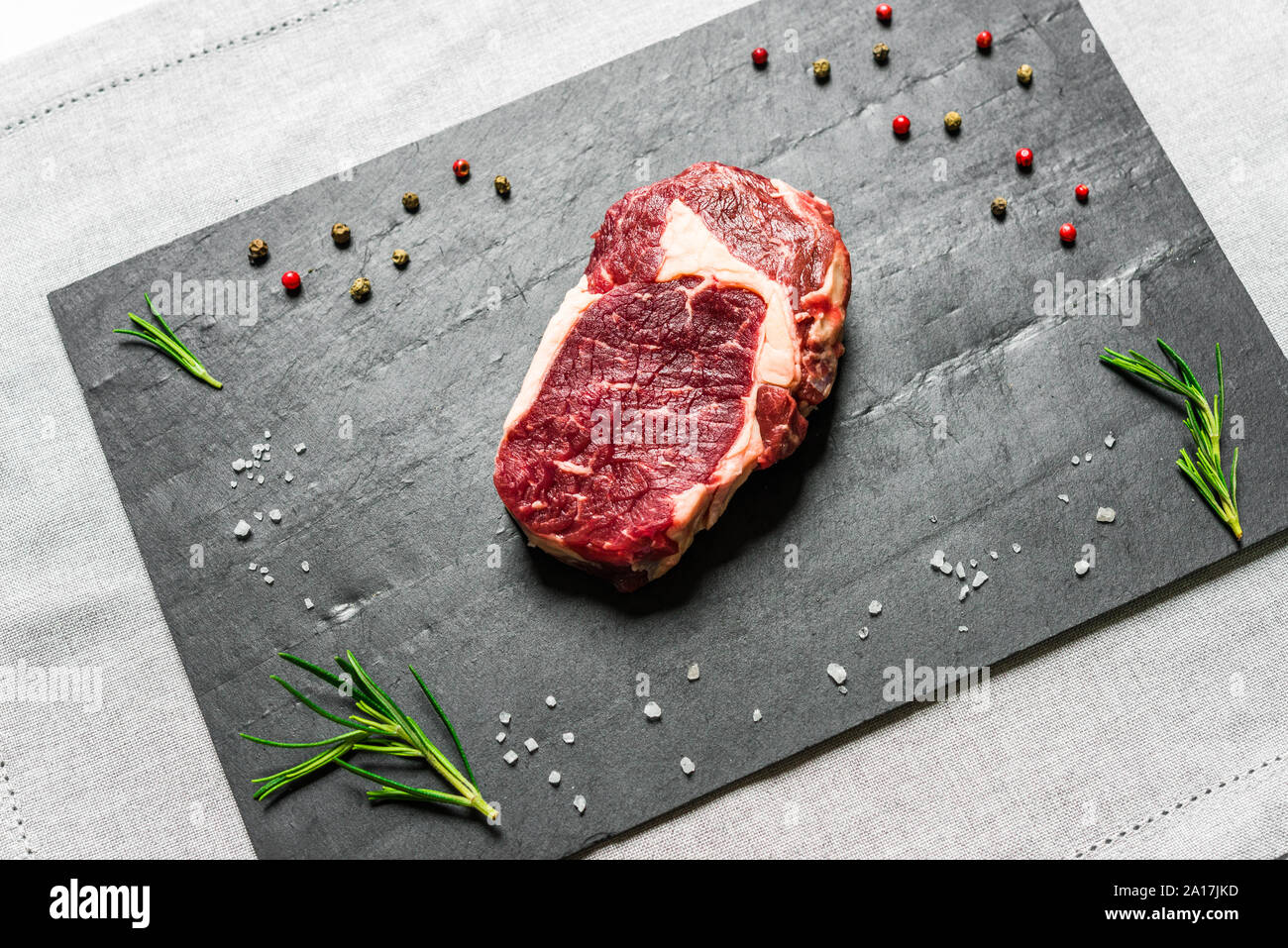 Colorful steak meat from angus wagyu beef against black background ...