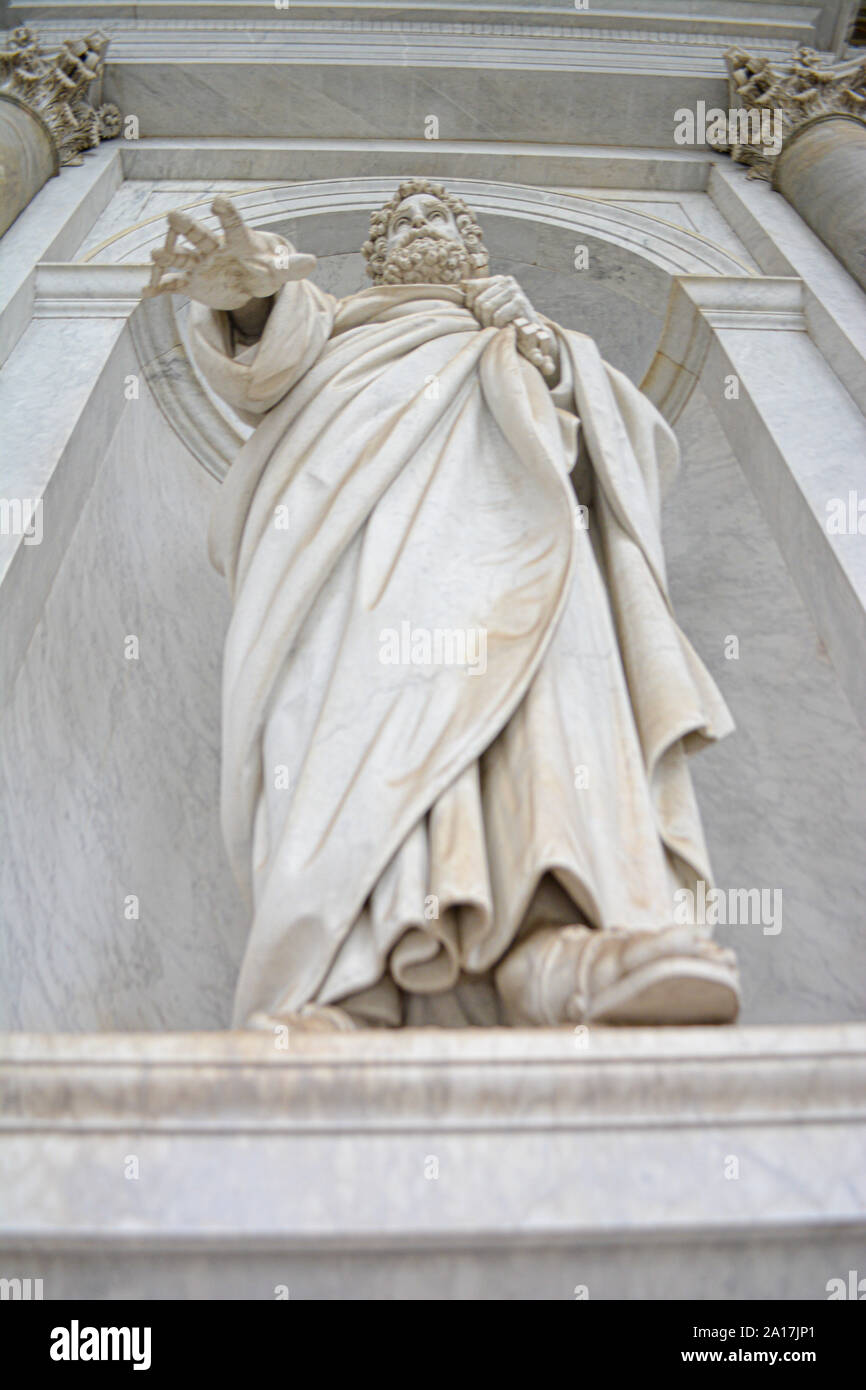 Statue seen from below; Saint Paul outside the walls in Rome Stock ...