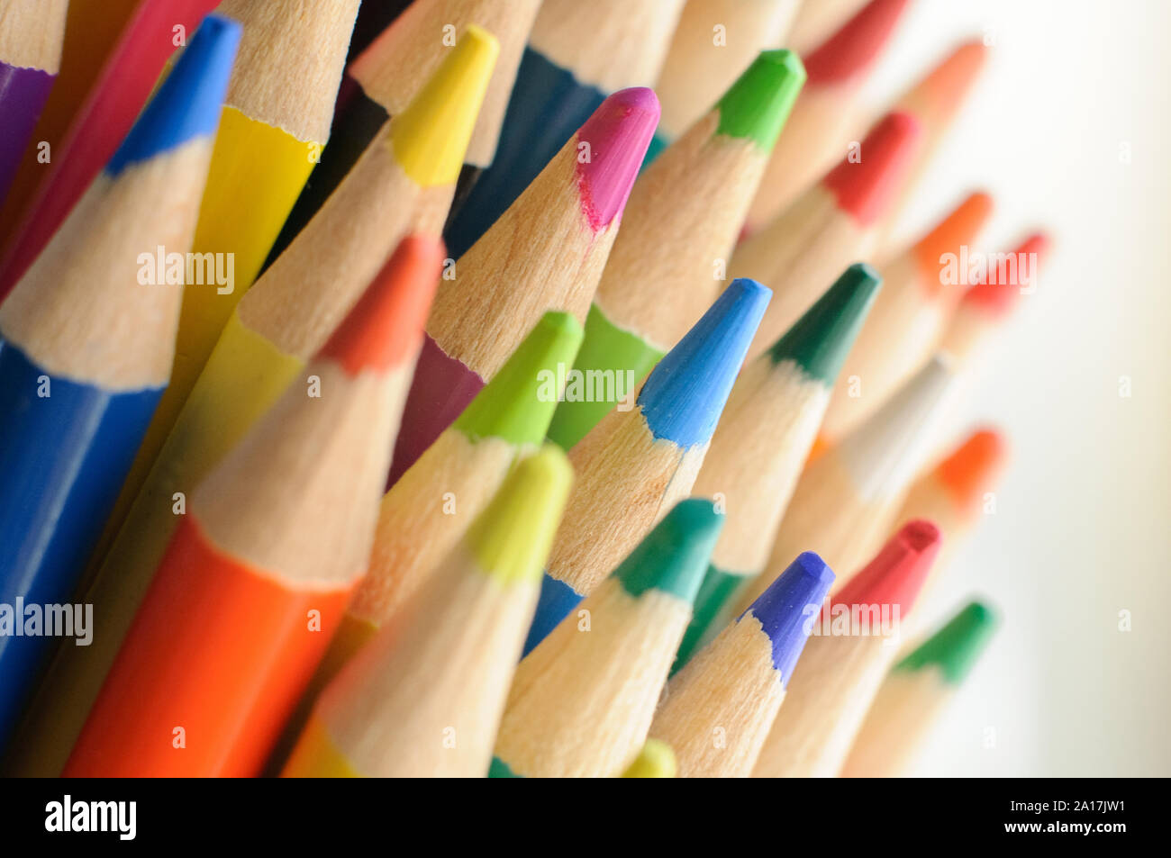 mixed group of wooden bright color pencils for drawing Stock Photo - Alamy
