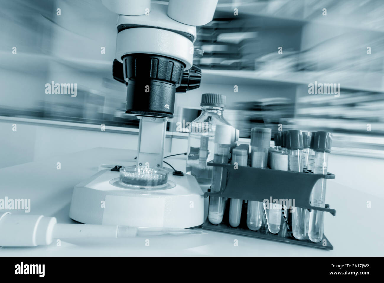 Laboratory microscope with blurred background Stock Photo - Alamy