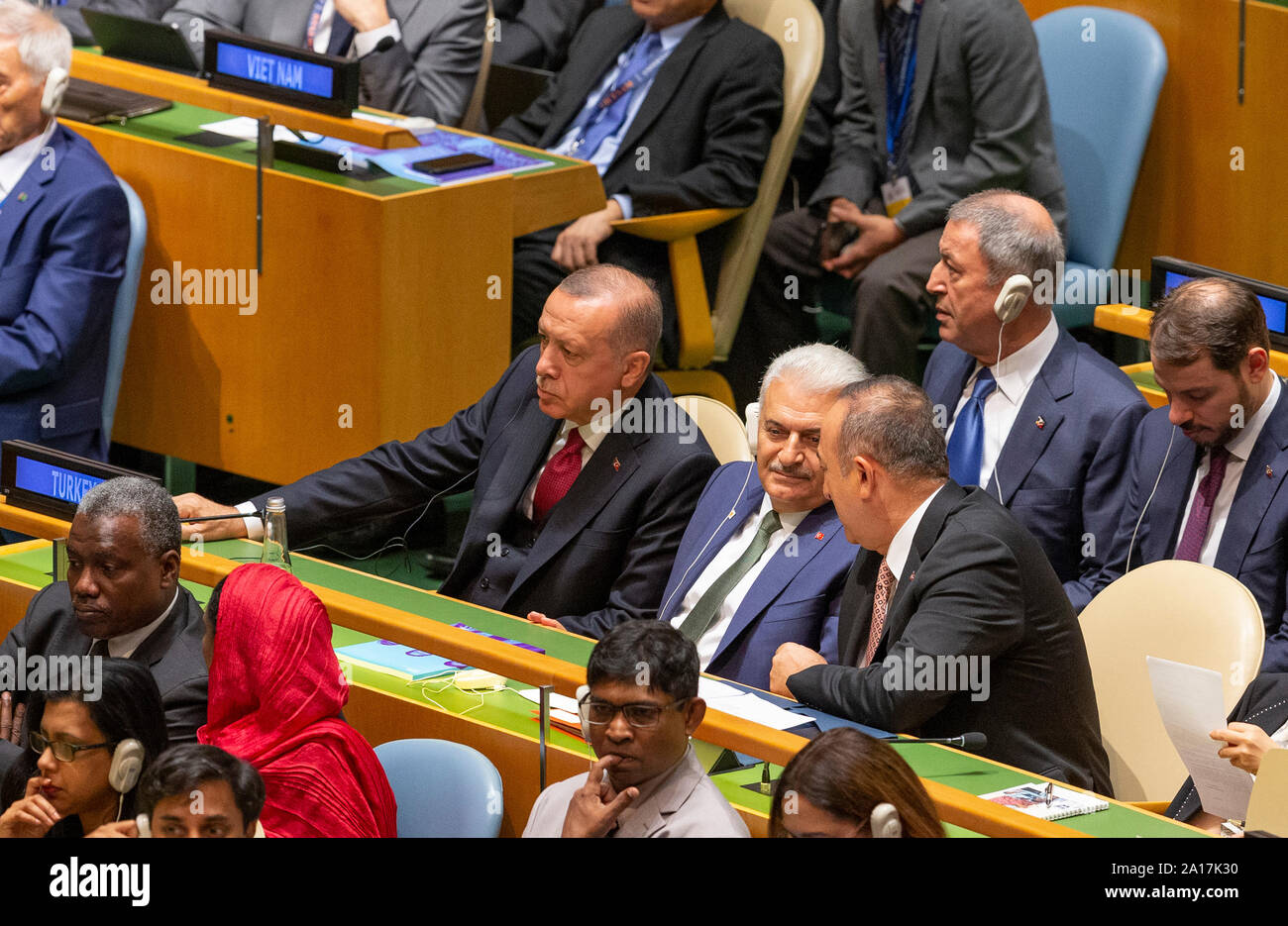 New York, NY - September 24, 2019: President of Republic of Turkey ...