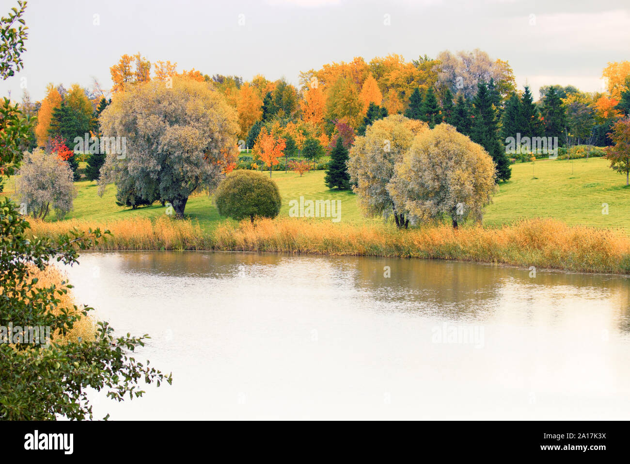 Landscaped Park (English park, park ensemble) with lawns and boskets ...