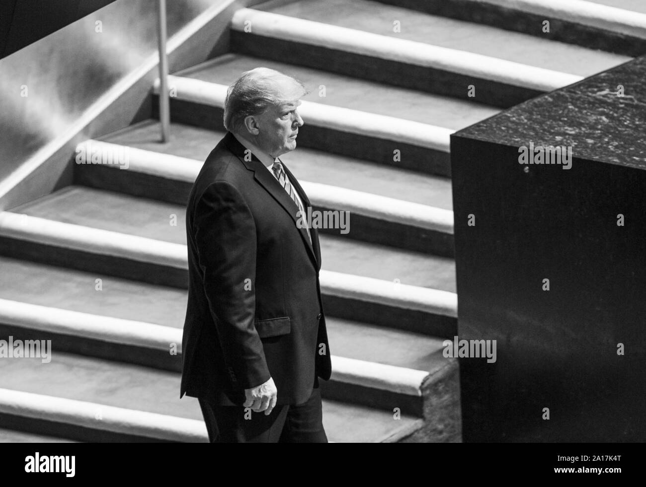 New York, NY - September 24, 2019: US President Donald Trump addresses ...
