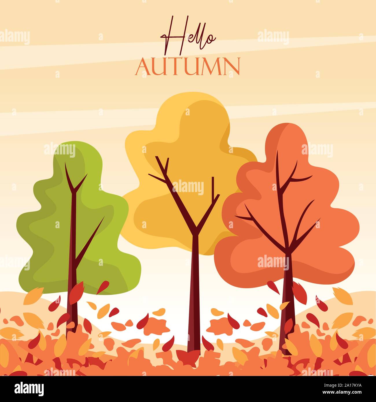 hello autumn season scene with trees forest Stock Vector Image & Art ...