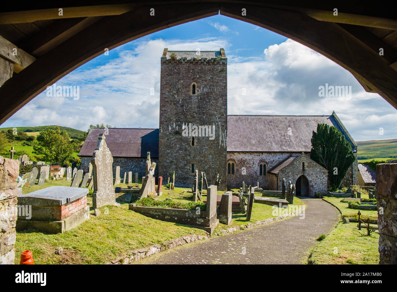 St Cenydd’s Church, Llangennith , a 12th century church on the site of ...