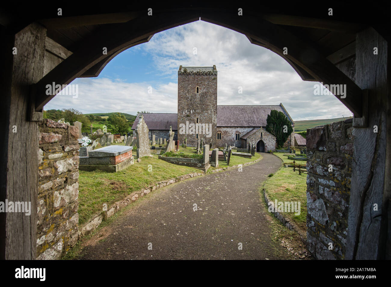 St Cenydd’s Church, Llangennith , a 12th century church on the site of ...