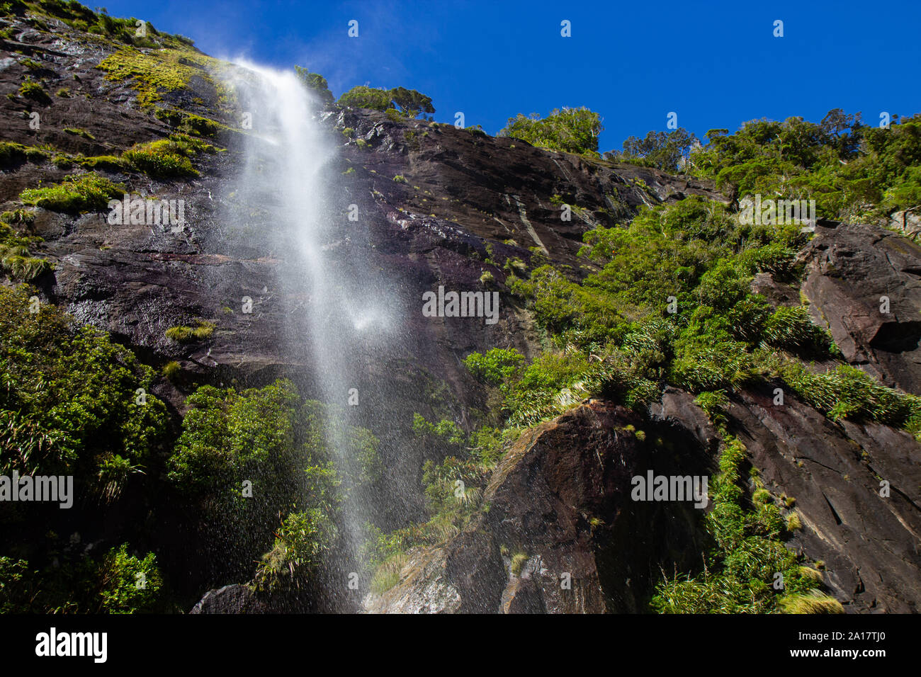 View of one of the Milford sound waterfalls Stock Photo - Alamy