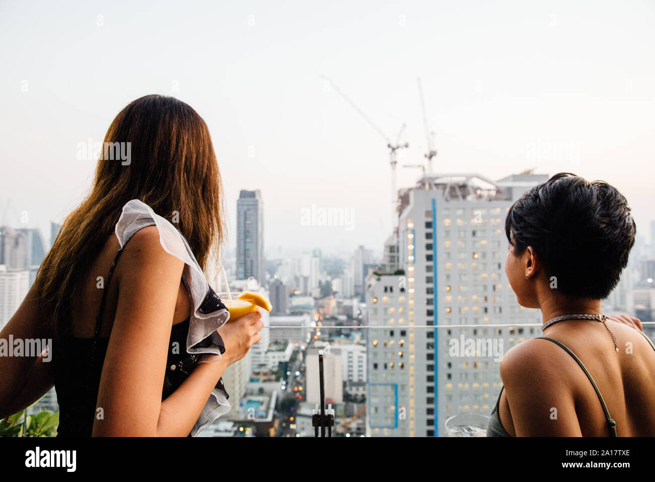 Woman enjoy city night view hi-res stock photography and images - Alamy