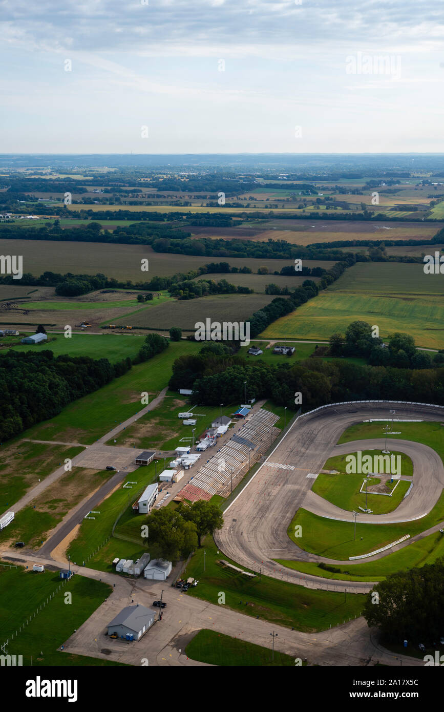 Aerial view of Madison International Speedway and rural Dane County ...
