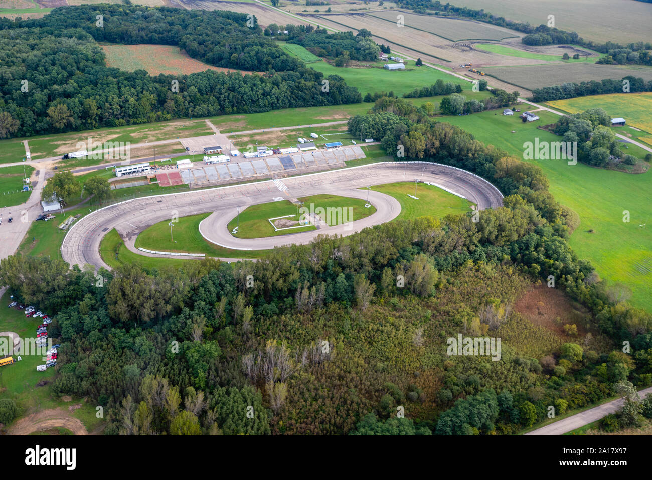 Aerial view of Madison International Speedway and rural Dane County ...