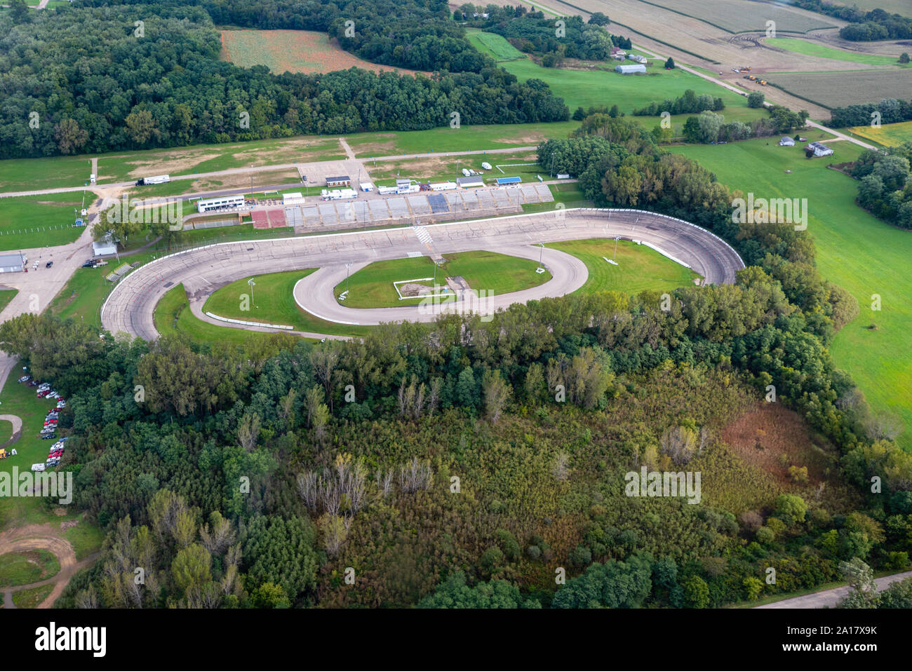 Aerial view of Madison International Speedway and rural Dane County ...