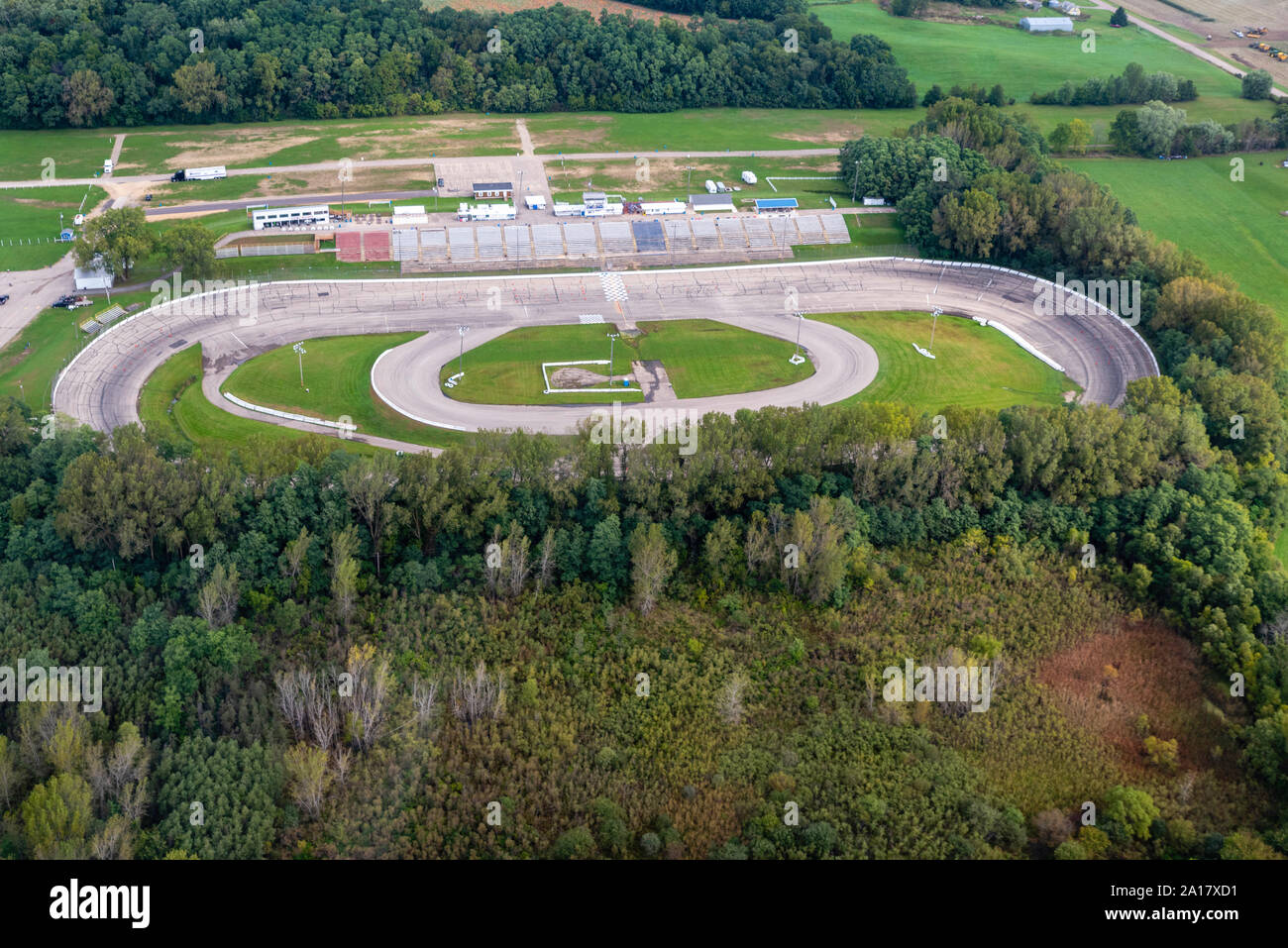 Aerial view of Madison International Speedway and rural Dane County ...