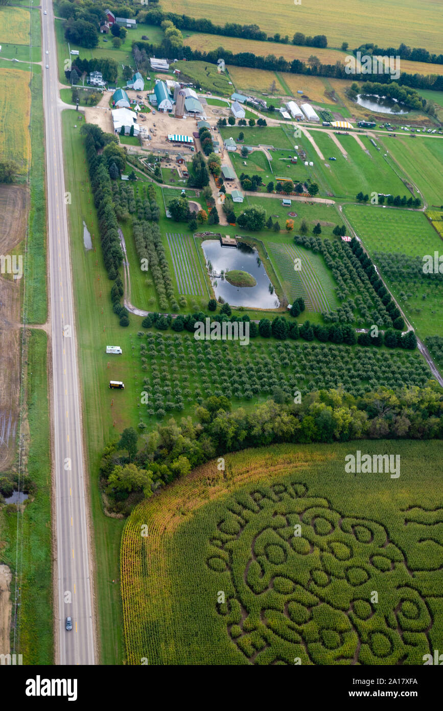 The Eugster Orchard Corn Maze near Stoughton, Wisconsin, USA Stock ...