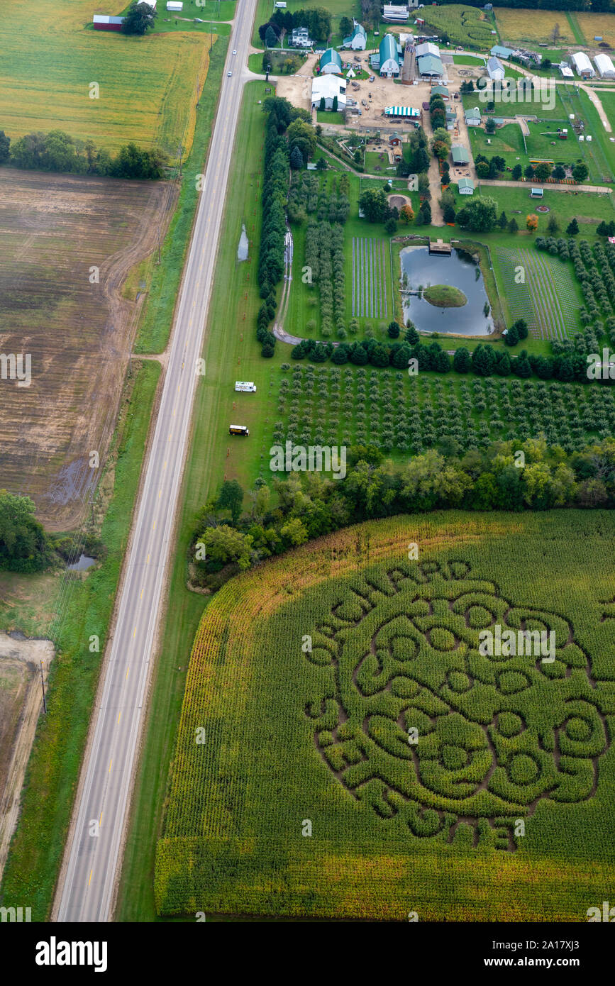 The Eugster Orchard Corn Maze near Stoughton, Wisconsin, USA Stock ...