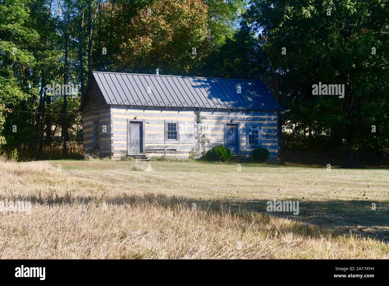 log cabin used as post office Stock Photo - Alamy