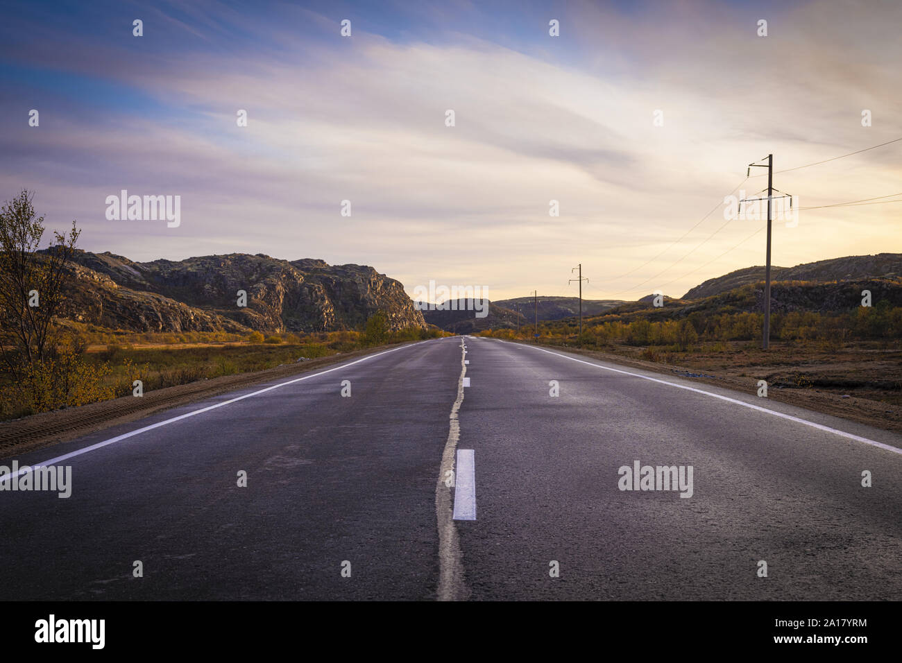 Old highway among the northern stone dunes Stock Photo - Alamy
