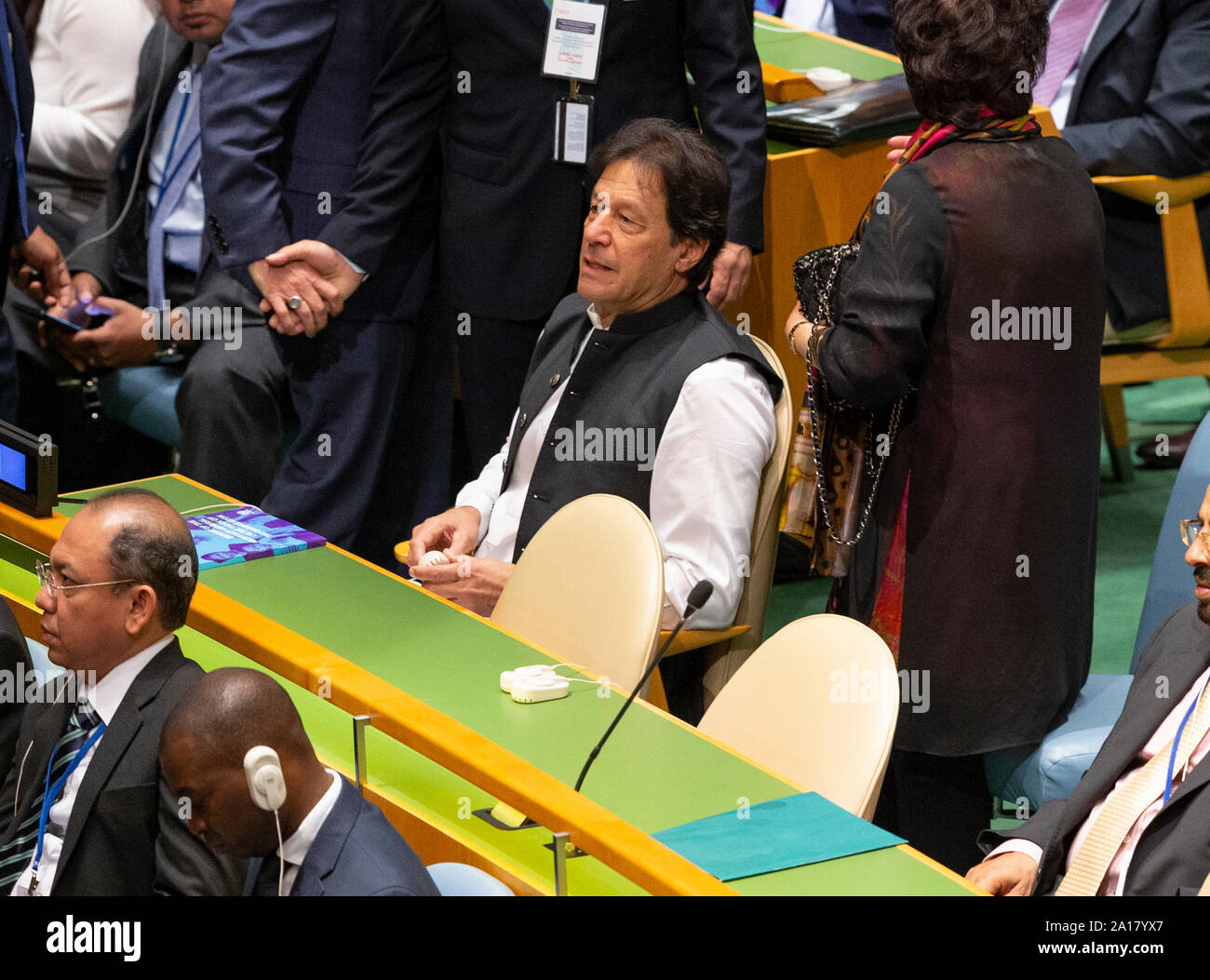 New York, United States. 24th Sep, 2019. Prime Minister of Pakistan ...