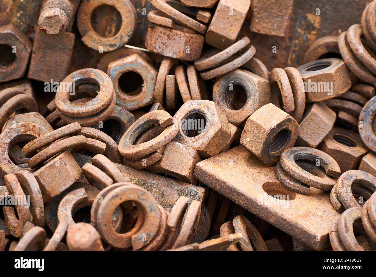 Pile of old and rusty nuts and washers close Dürrenzimmern Stock Photo ...