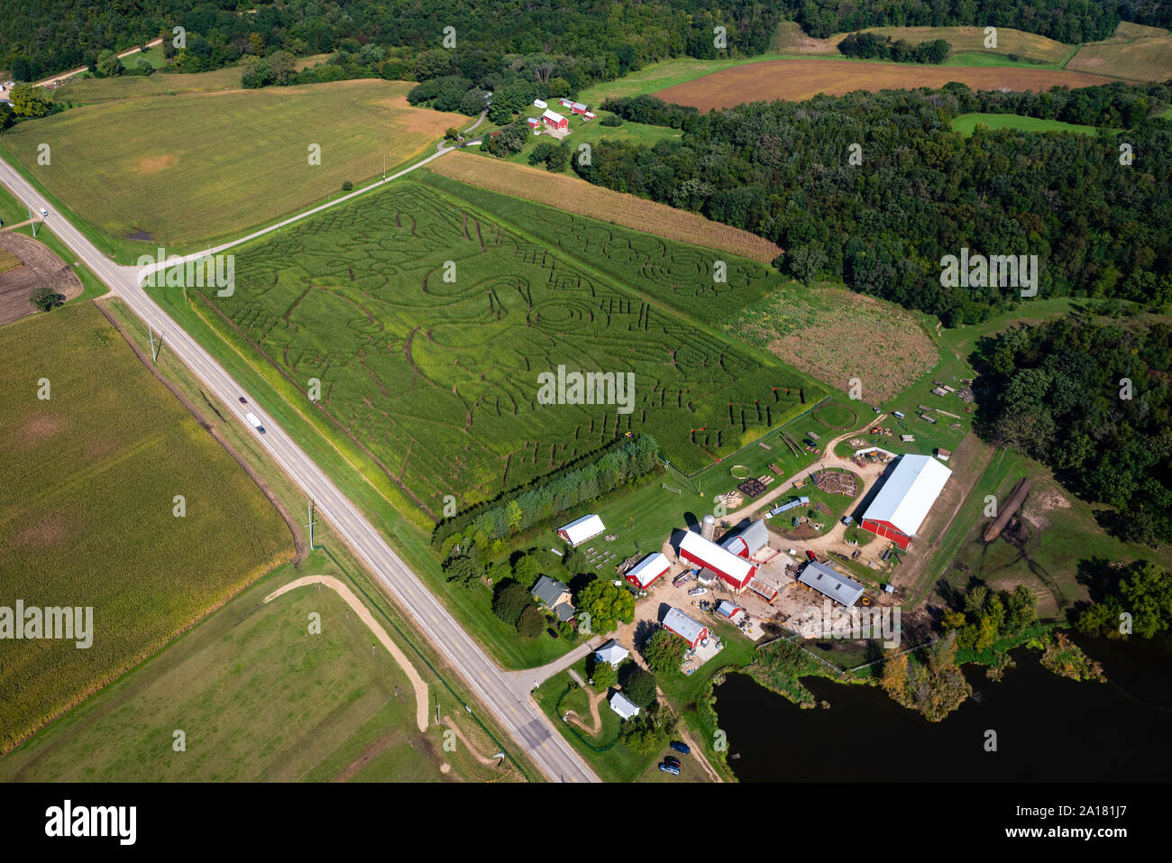The Treinen Corn Maze near Lodi, Wisconsin, USA Stock Photo - Alamy