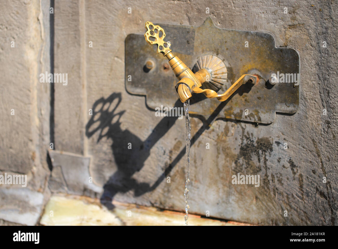 Turkish antique ablution water tap in a mosque in Istanbul Stock Photo ...