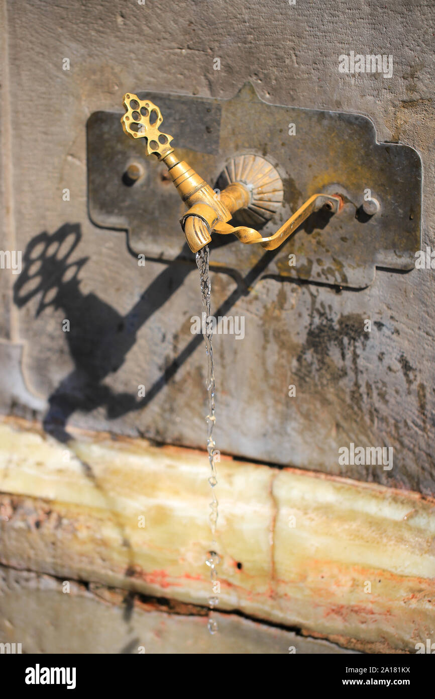 Turkish antique ablution water tap in a mosque in Istanbul Stock Photo ...