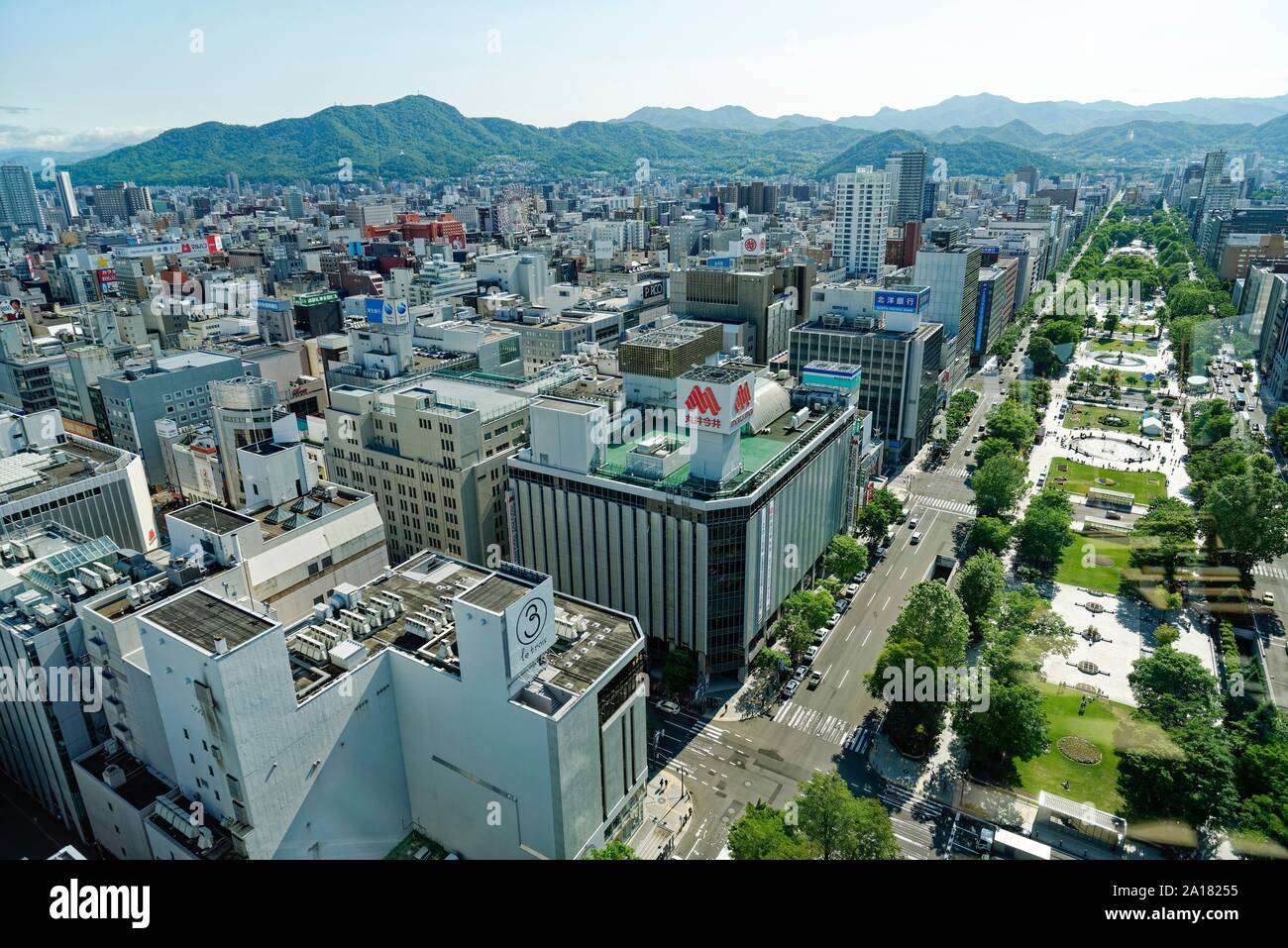 View of the city from the television tower, Sapporo, Hokkaido, Japan ...