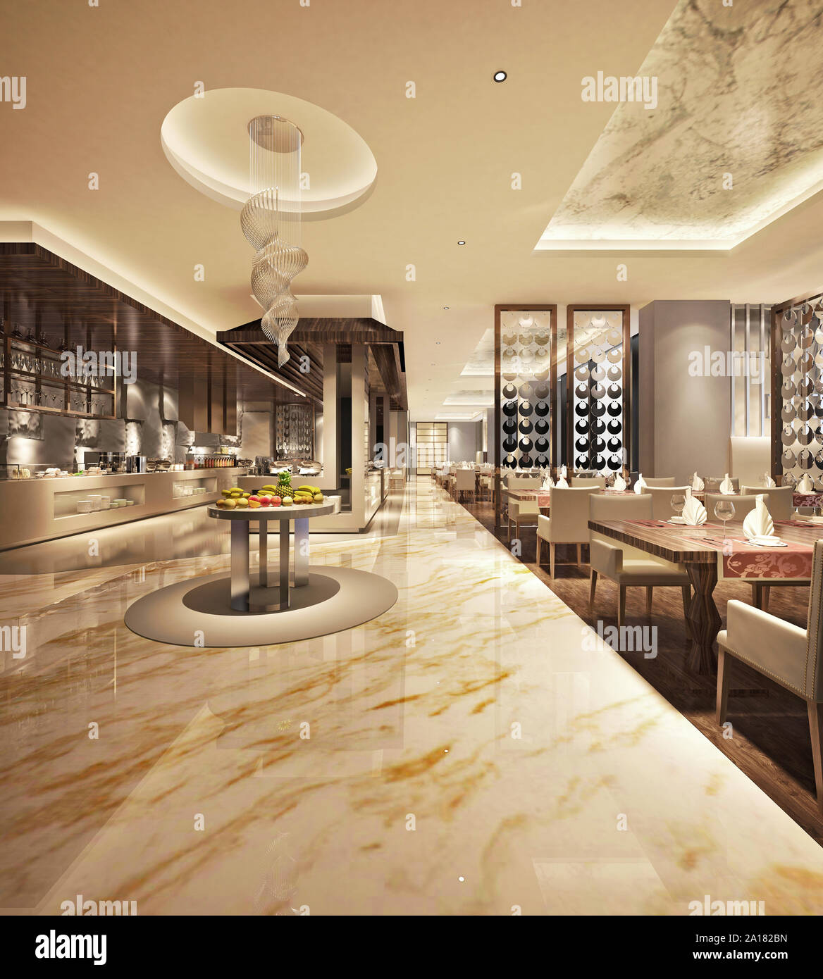 3d render of hotel restaurant Stock Photo - Alamy