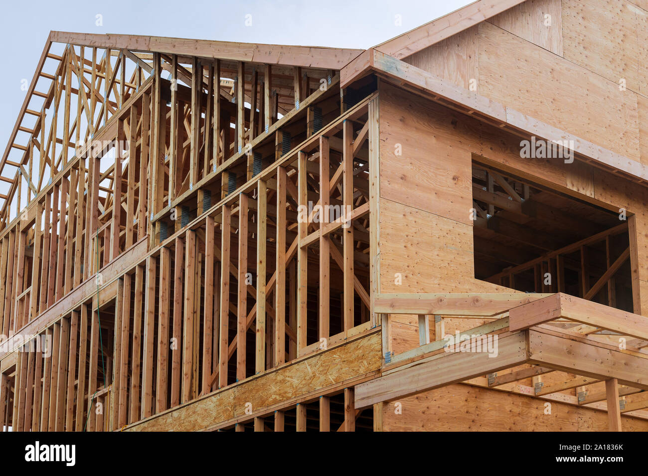 Building construction, wood framing and beam construction structure at ...