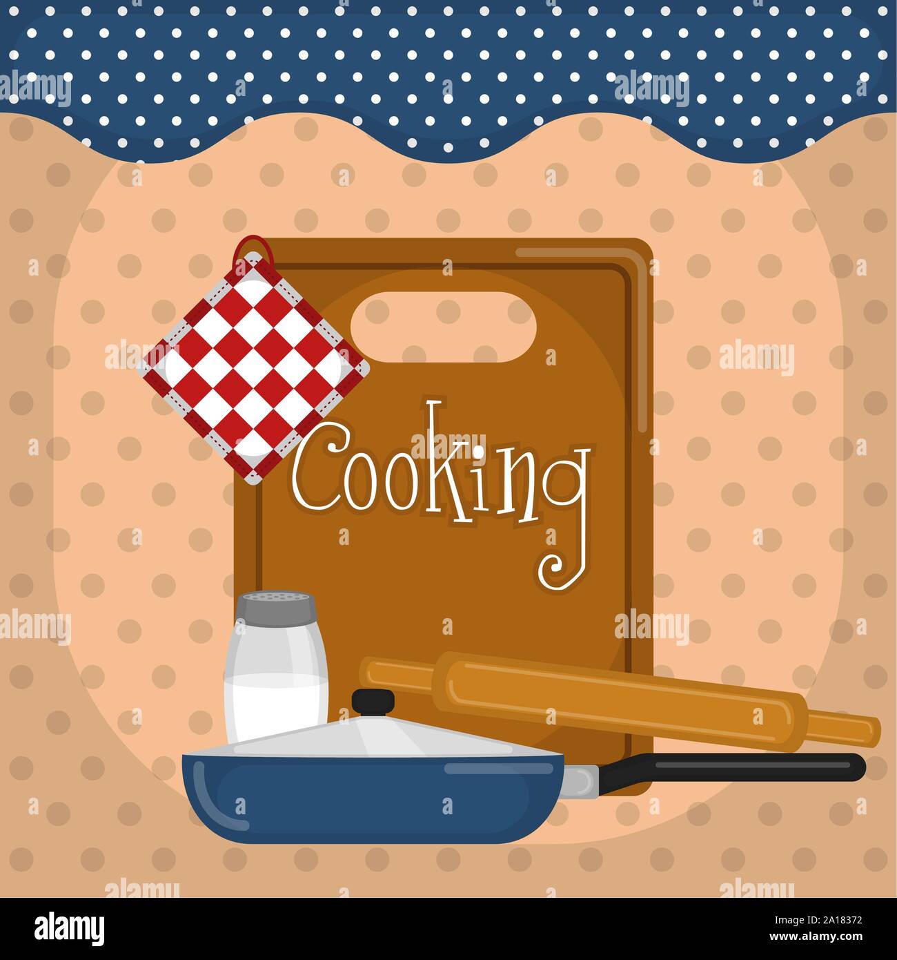 Cooking poster illustration with kitchen objects - Vector Stock Vector ...