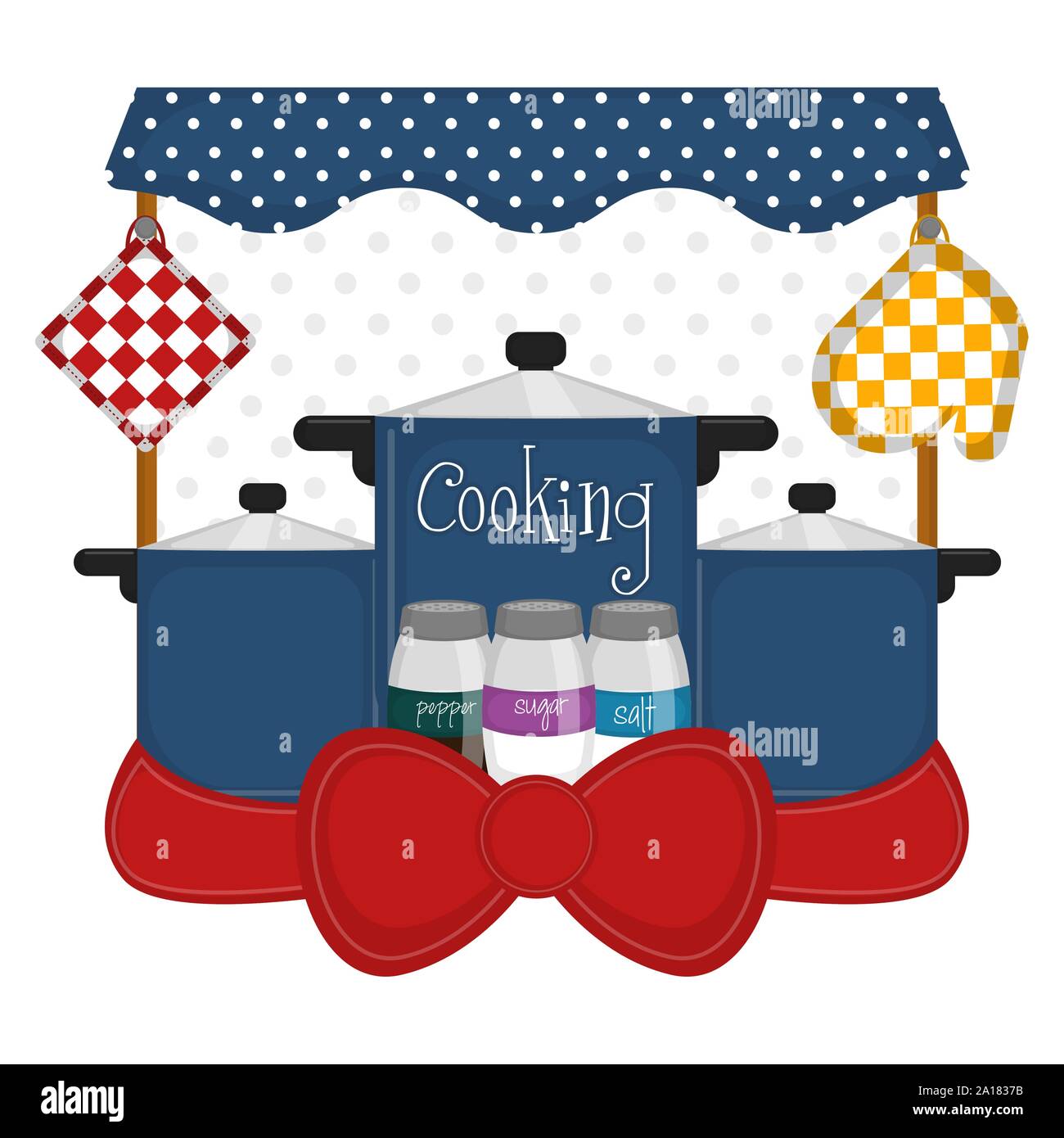 Set of cookware with a red ribbon - Vector illustration Stock Vector ...