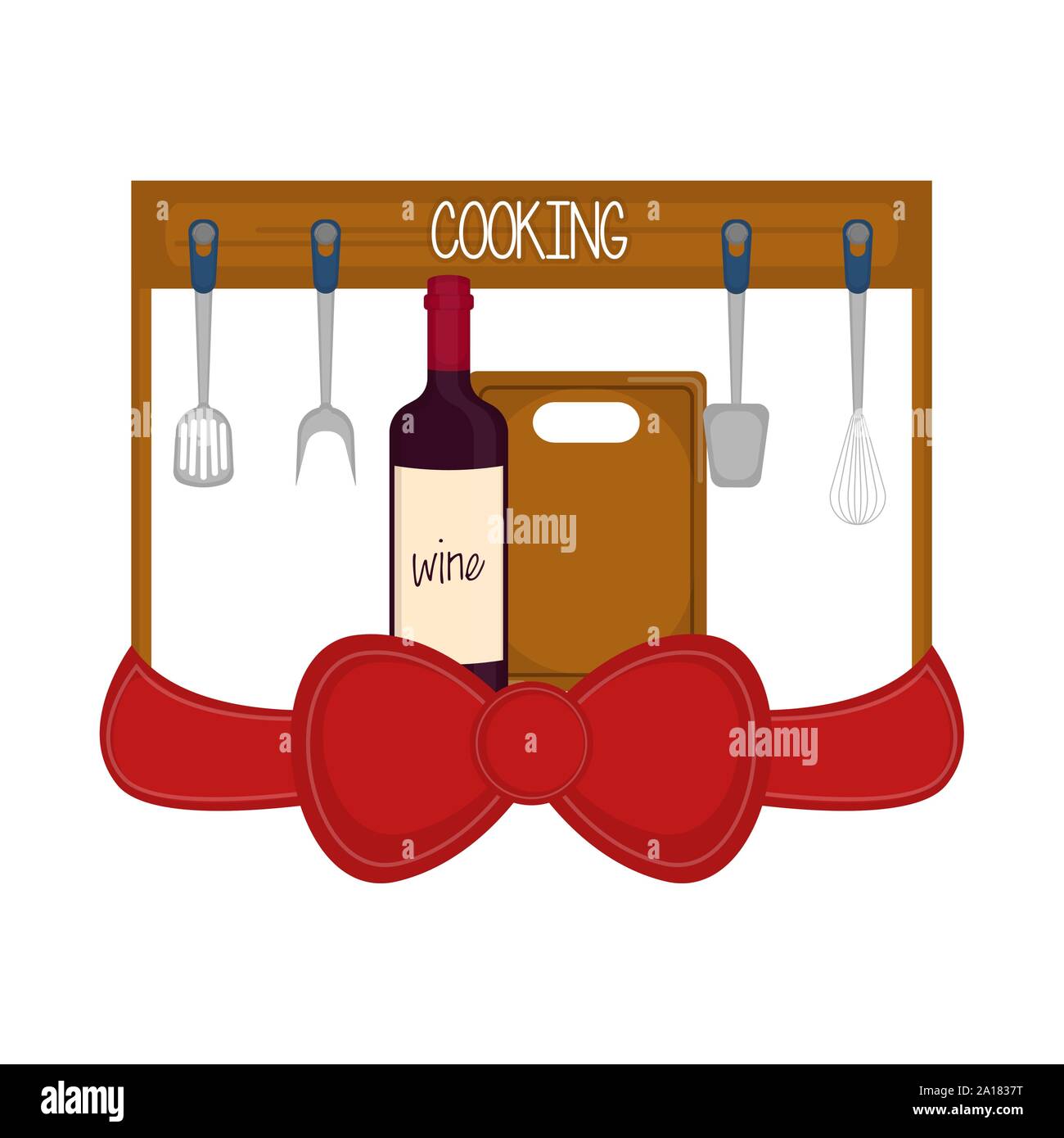 Set of cookware with a red ribbon - Vector illustration Stock Vector ...