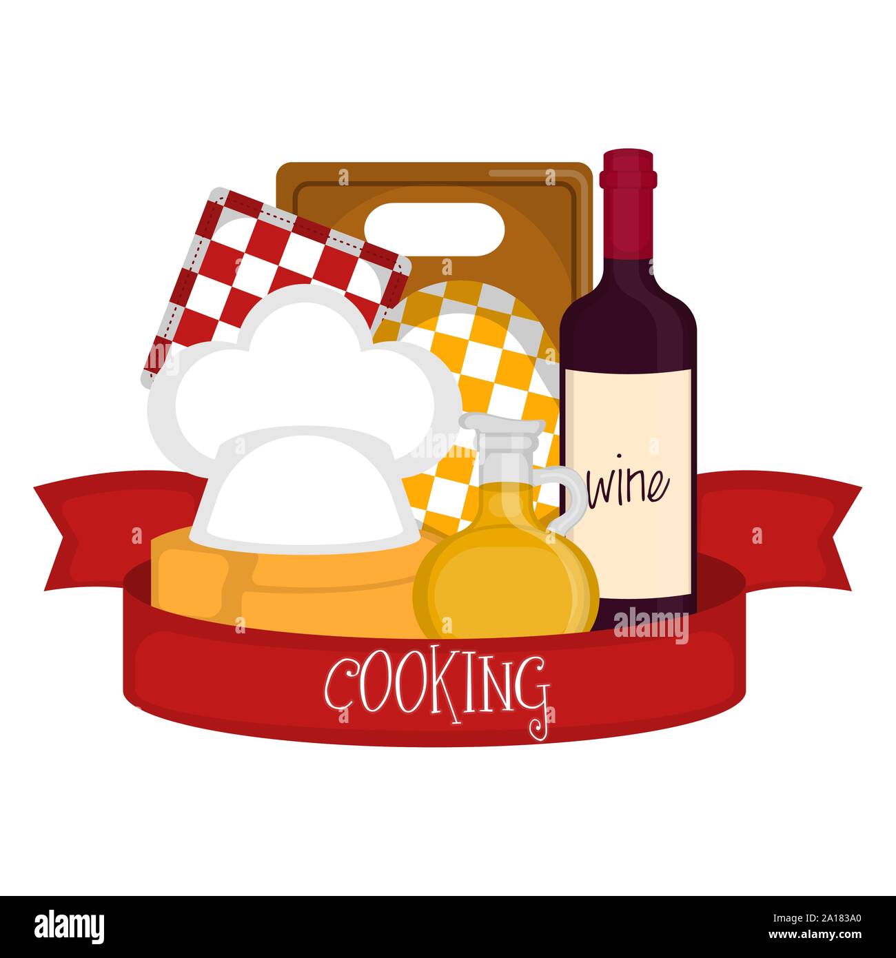Set of cookware with a red ribbon - Vector illustration Stock Vector ...