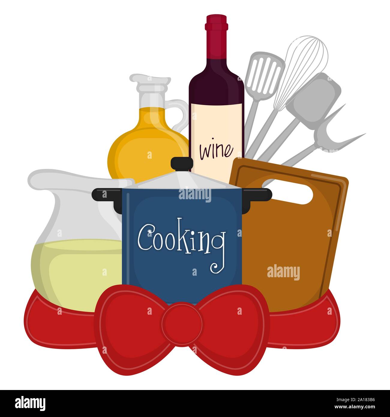 Set of cookware with a red ribbon - Vector illustration Stock Vector ...