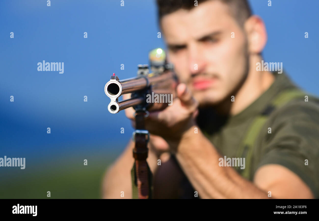 murder. selective focus. muscular man hold weapon. purpose and success ...