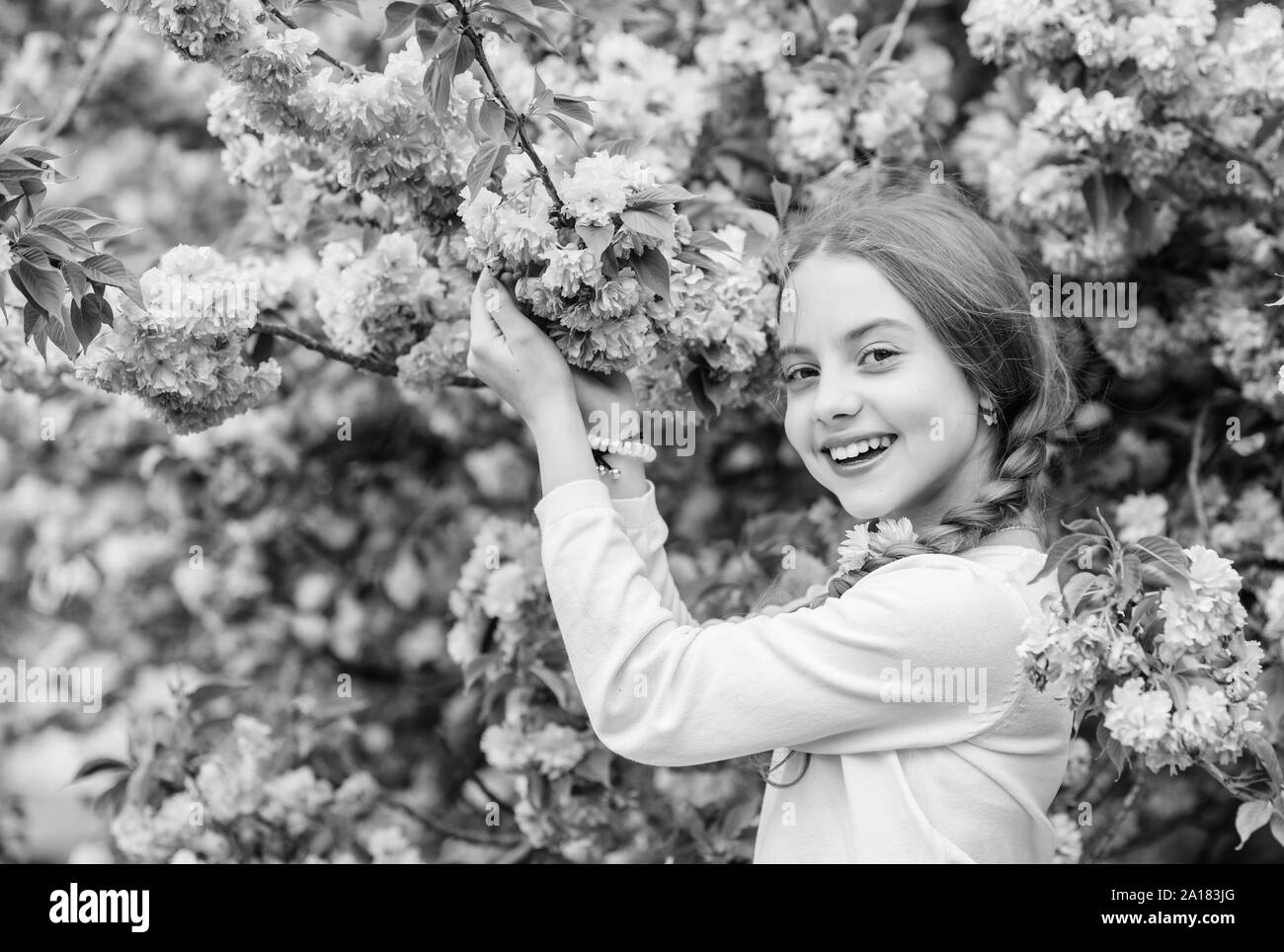 Bright and vibrant. Pink is my favorite. Little girl enjoy spring. Kid ...