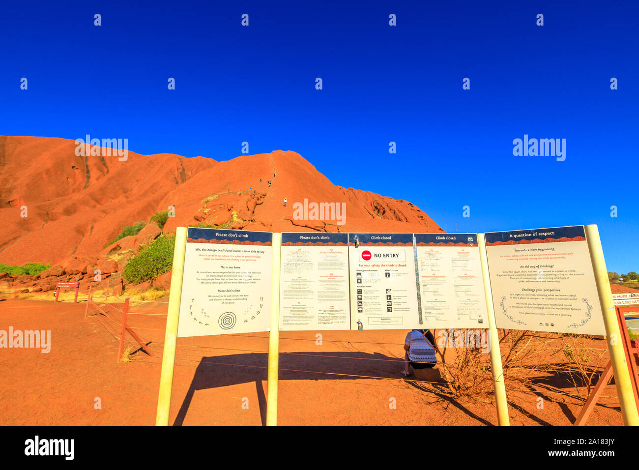 Uluru, Northern Territory, Australia - Aug 23, 2019: warning signs at ...