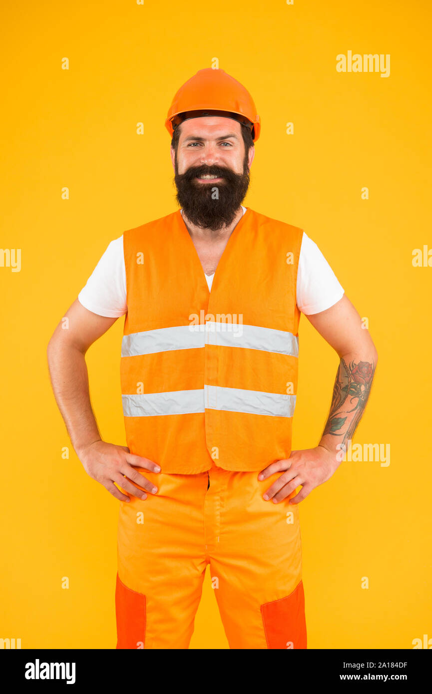 Construction you can count on. Construction worker with long beard ...