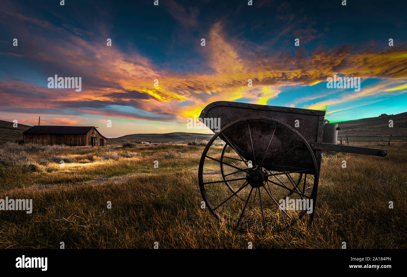 Bodie Ghost Town with Beautiful sunset Stock Photo - Alamy