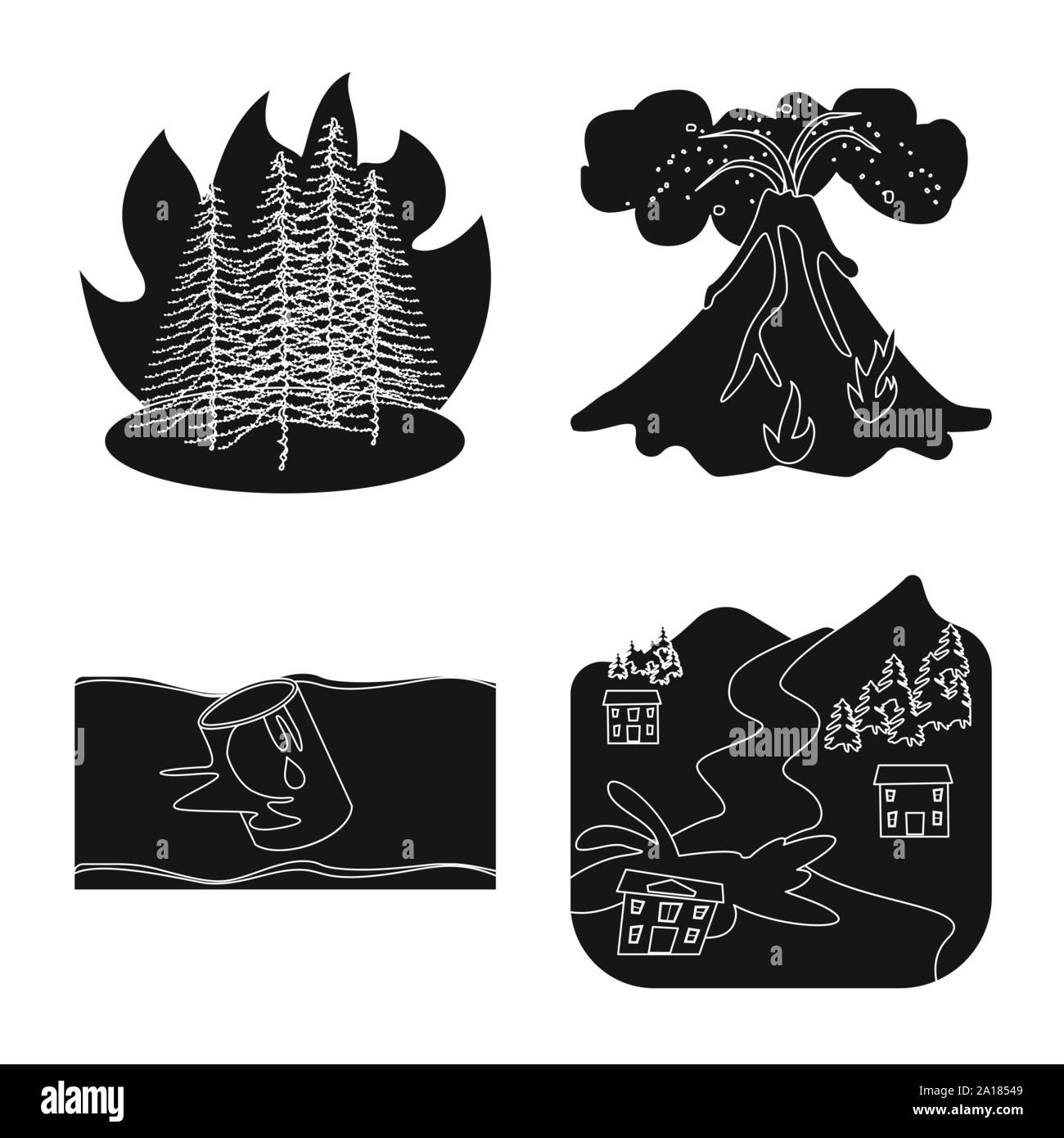 Isolated object of calamity and crash icon. Collection of calamity and ...